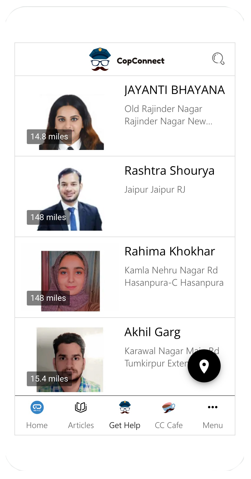 CopConnect App Profiles Names - Information Sharing and Analysis Center